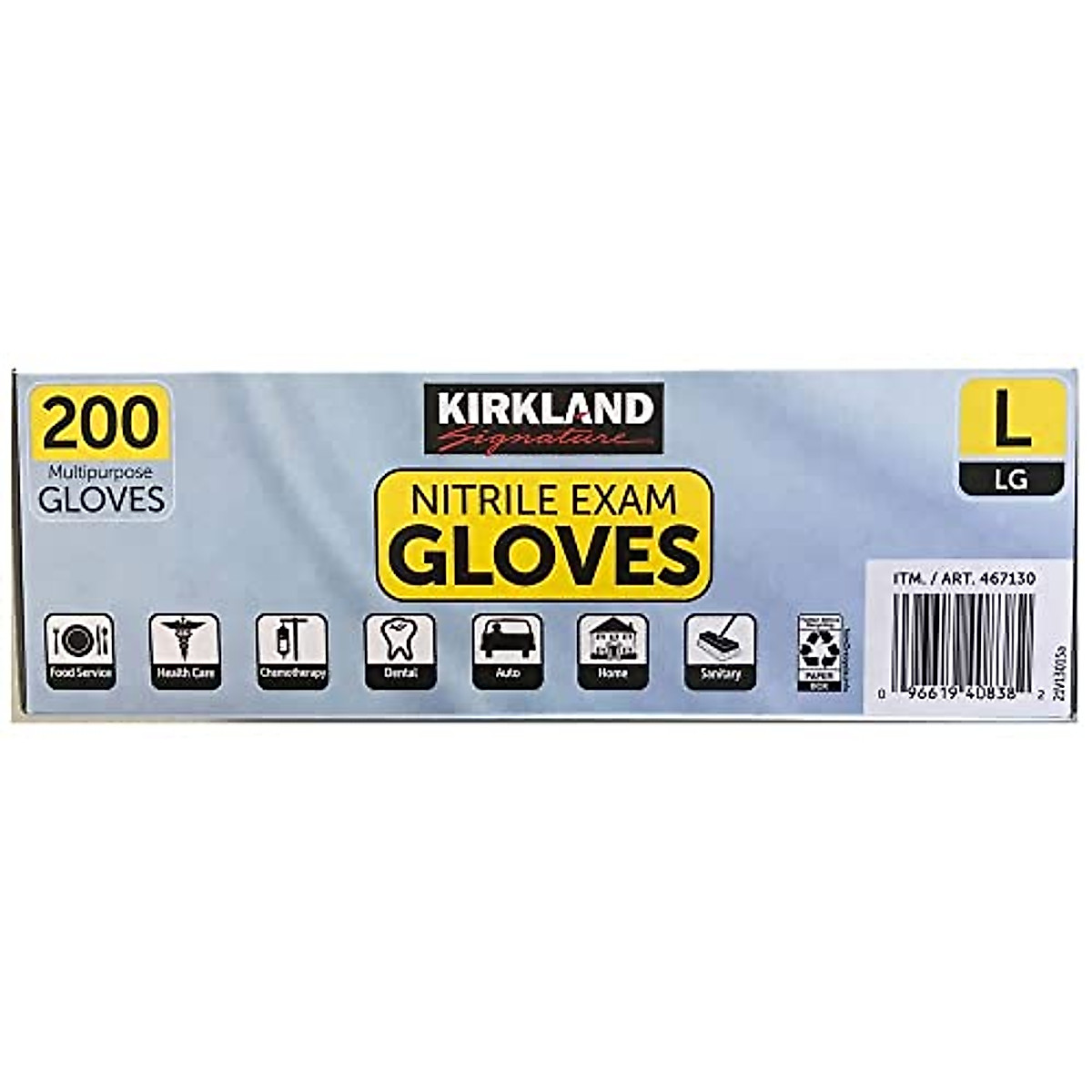 Kirkland Signature Nitrile Exam Gloves, Box of 200, Large