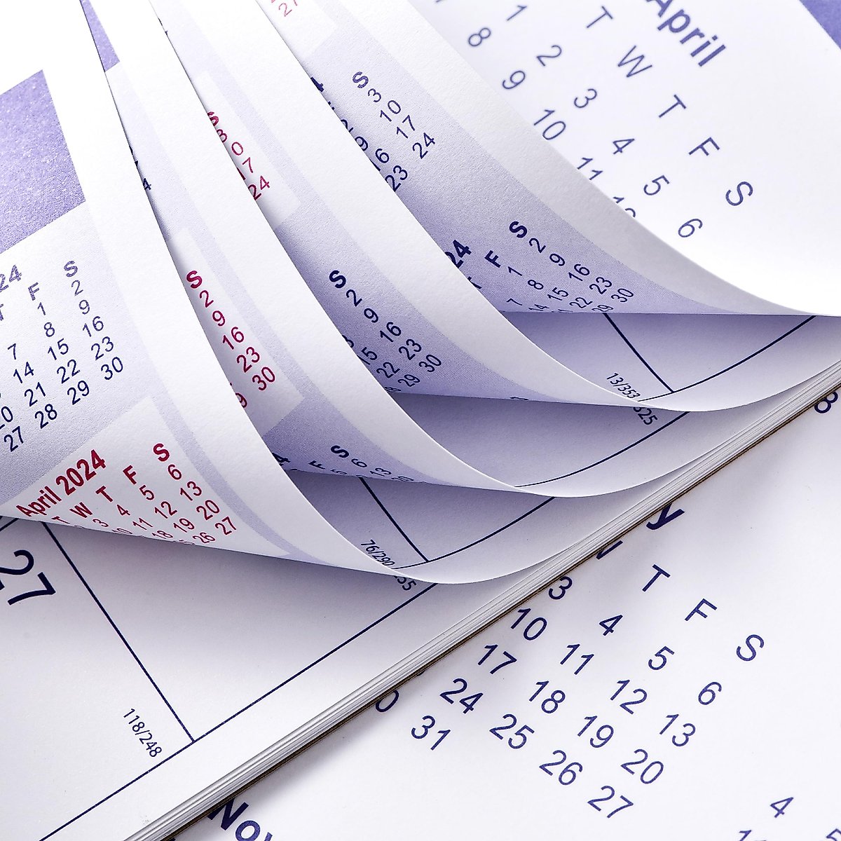 2024 Calendar - 2024 Wall Calendar, JAN. 2024 - DEC. 2024, 11" x 8.5", 12 Monthly Calendar 2024 with Twin-Wire Binding + Hanging Hook + Unuled Blocks with Julian Dates - Purple