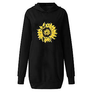 Christmas Hoodies Dress for Women Ugly Christmas Sweater Shirt Long Sleeve Crewneck Pullover Hooded Tunic with Pockets