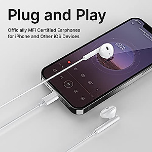 iPhone Headphones,Wired Lightning Headphones for iPhone 13 14 12 Pro Max MFi Certified Lightning Earbuds with Microphone & Volume Control for 11 XR SE