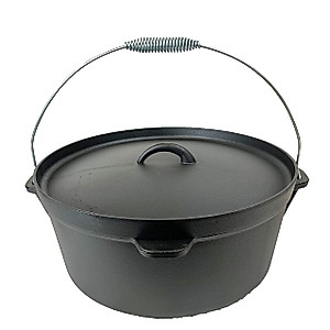Cuisiland Seasoned 12 Quart DIA 14IN Cast Iron Dutch Oven lip lid
