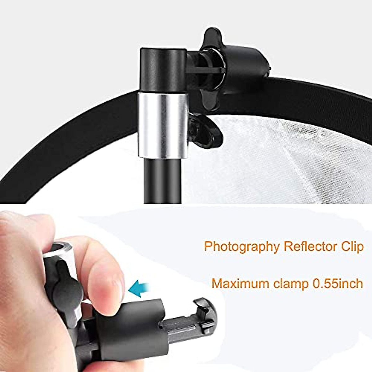 Photography Reflector with Clip 32 Inch 5 in 1 Photo Light Collapsible Diffuser with Bag & Reflector Holder for Studio Photography Outdoor Lighting Translucent Silver Gold White Black