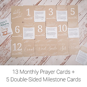 Prayer & Milestone Cards for Baby's First Year, Monthly Baby Milestone Cards, Unique First Time Mom Gift, Religious Baby Shower Gifts, Gender Neutral Baby Keepsake (Classic Neutral)