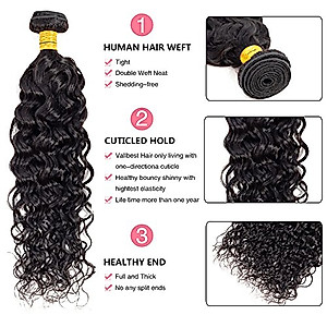 Water Wave Bundles 10 12 14 inch Brazilian Wet and Wavy Human Hair Weave Bundles Water Curly Hair 3 Bundles 1B# color