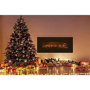 50-Inch Wall-Mounted Electric Fireplace - Fireplace Insert with LED Flames, Bottom Vents, Adjustable Heat Settings, and Remote by Northwest (Black)