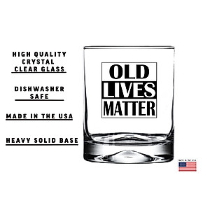 Rogue River Tactical Funny Old Lives Matter Joke Fashioned Whiskey And Shot Glass Bundle Drinking Cup Gag Gift Set For Him Her Men Dad Mom Grandpa Birthday or Retirement Combo Gift Set