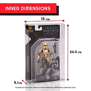 EVORETRO Action Figure Display Case for 6 in Star Wars Black Series Archive 50th Carded - 10 Pack - Clear 0.40 mm Thick PET Plastic Protective Box Case Storage - Keep Your Collection in Mint Condition