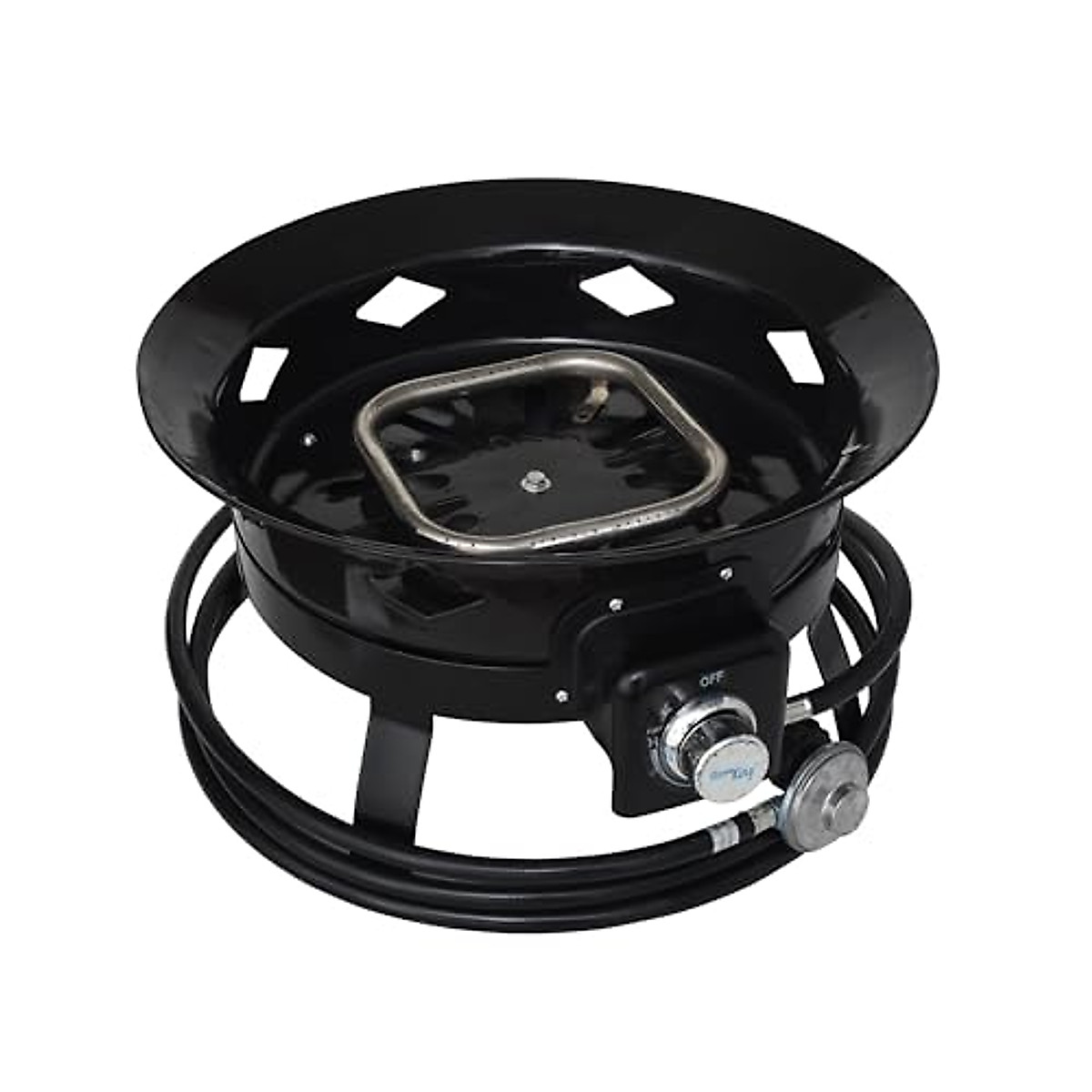 Flame King Smokeless Propane Fire Pit, 19-inch Portable Firebowl, 58K BTU with Self Igniter, Cover, & Carry Straps for RV, Camping, & Outdoor Living