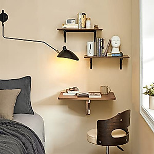 Haotian SoBuy Trestle Desk Wall-Mounted Drop-Leaf Table Folding Kitchen & Dining Computer Desk Home Office Workstation, Natural FWT03-PF