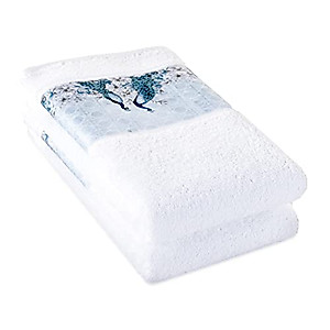 The Lakeside Collection Blue Peacock Hand Towels - Matching Set of Towels for Bathroom Décor - Set of 2