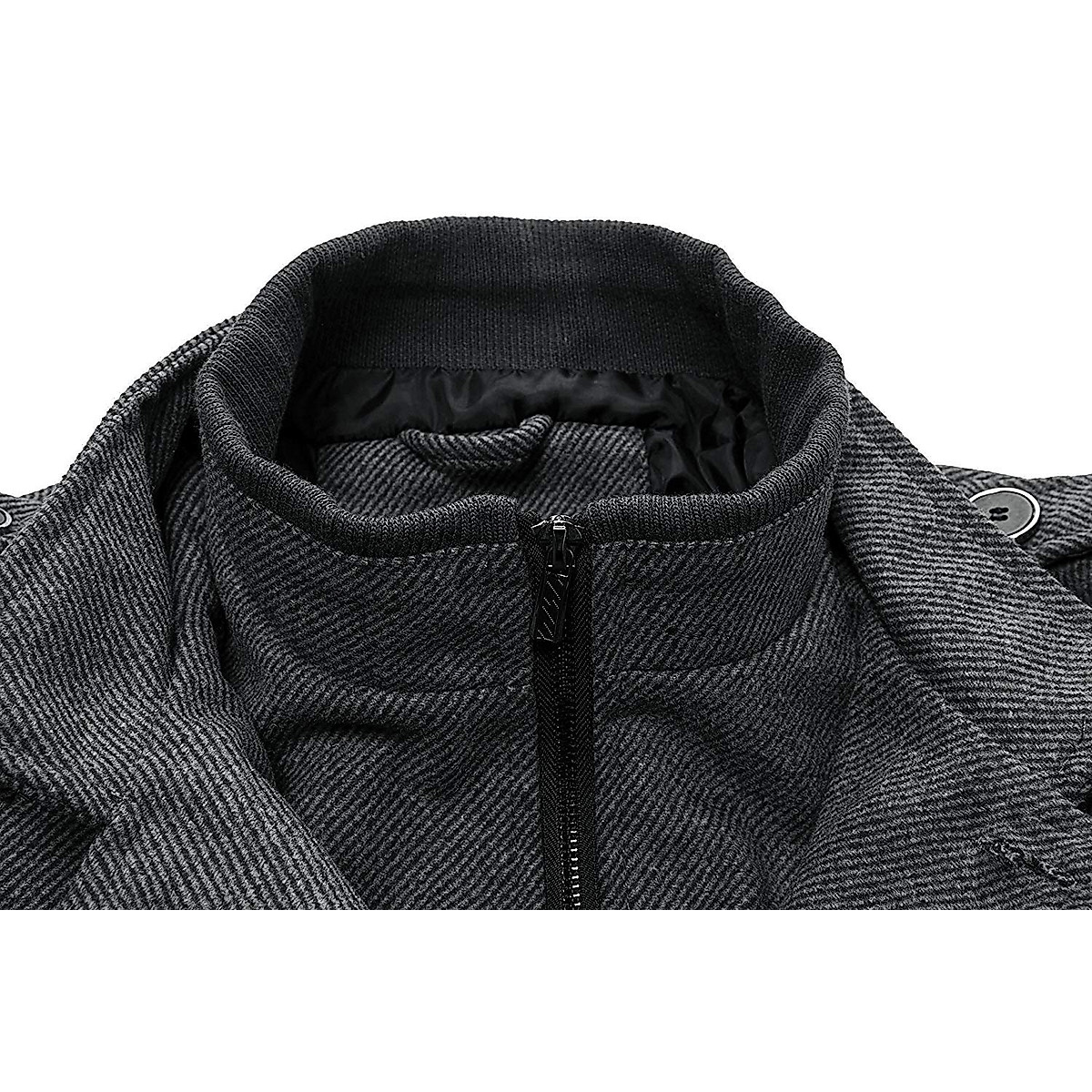 wantdo Men's Slim Fit Pea Coat Warm Winter Windproof Wool Jacket Grey 2XL