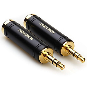 MOBOREST 3.5mm M to 6.35mm F Stereo Pure Copper Adapter, 1/8 Inch Plug Male to 1/4 Inch Jack Female Stereo Adapter, Can be Used for Conversion Headphone adapte, amp adapte, Black Fashion 2-Pack