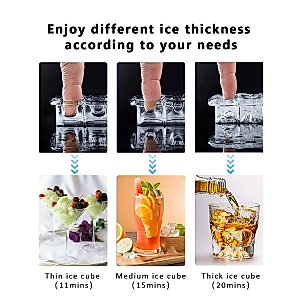 Joy Pebble Commercial Cube Ice Maker，Built-in Ice Maker Machine, 80lbs/Day, 40 Ice Cubes/Cycle, Reversible Door, Drain Pump, 24H Timer & Self-Cleaning, Under Counter Ice Cube Machine for Home, Black