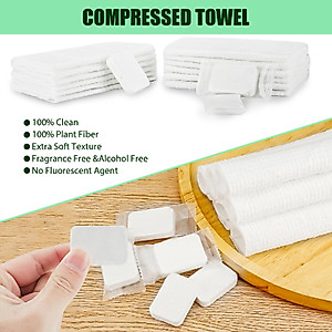 Fancyou Large Compressed Towels, Individually Wrapped Disposable Face Towel,Thicken Magic Mini Towel Portable Cotton Coin Tissue for Travel,Camping,Hiking,Sport,Home,Outdoor Activities(50 Count)