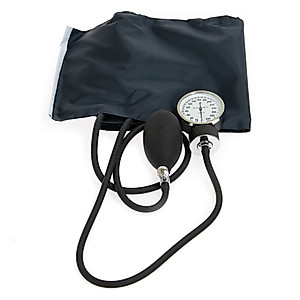 McKesson Basic Pocket Aneroid Sphygmomanometer - Blood Pressure Gauge and Cuff, 2 Tubes, for Adults, Navy Blue - Large Cuff, 34 cm to 50 cm, 21.6 in Long Tubes, 1 Count