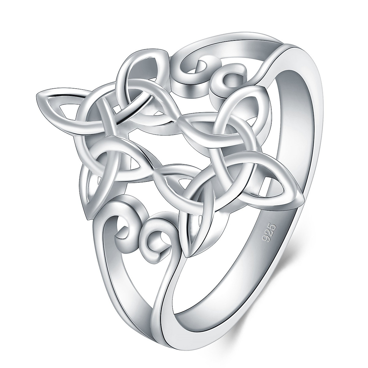 925 Sterling Silver Ring Boruo Celtic Knot Heart Cross High Polish Tarnish Resistant Eternity Wedding Band Stackable Ring Size 8