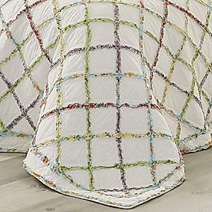 Laura Ashley Home Ruffle Garden Collection Quilt-100% Cotton, Ultra Soft, All Season Bedding, Reversible Stylish Coverlet, Full/Queen, Cream (197784)