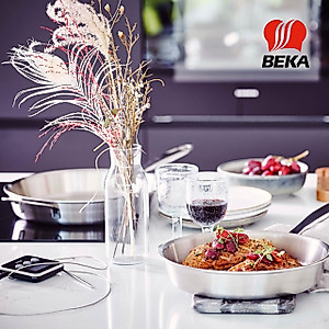 Beka Maestro Frying Pan 9.5" Skillet, Stainless Steel Pan with 5-Ply Construction, Oven Safe Skillet, Induction Compatible Cookware Fry Pan, Dishwasher Safe Omelette Pan, Electric Frying Pan