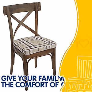 Maphissus 6 Set Memory Foam Kitchen Chair Pad Non Slip 16x16 Dining Seat Cushion with Ties Beige