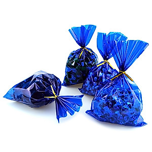 FAZHBARY 100 PCS Blue Cellophane Bags 6x9 Blue Gift Bag Blue Candy Bags Blue Treat Bags for Blue Party Supplies