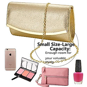 BENCOMOM Women's Gold Clutch,Gold Clutch Purses For Women Evening Shoulder Crossbody Handbags Bridal Prom Wedding Party gold Purse