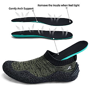 Akk Barefoot Sock Shoes Men Women - Minimalist Toe Zero Drop Walking Shoes Comfortable Ultra Portable Non Slip Multi-Occasion Water Shoes Green Men Size 11 Women Size 13