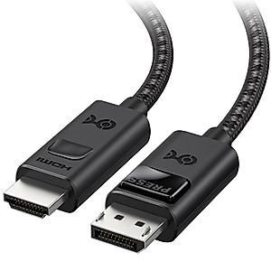 Cable Matters 8K DisplayPort 1.4 to HDMI 2.1 Cable - 6ft / 1.8m, with 4K 240Hz / 8K 60Hz, Unidirectional Display Port to HDMI 2.1 Cable, Supports RTX4080, RX7900, Not Work with PS5, Black
