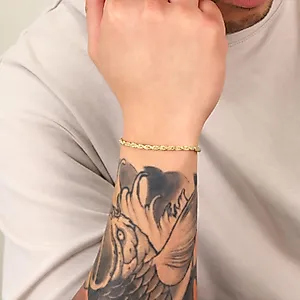 Nuragold 14k Yellow Gold 3mm Rope Chain Diamond Cut Bracelet or Anklet, Mens Womens Jewelry 7" 7.5" 8" 8.5" 9"