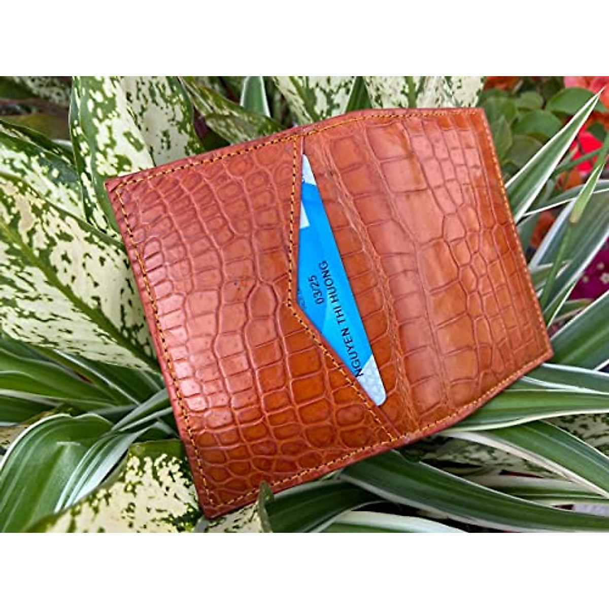 Vietnam Double side Brown Crocodile Alligator leather skin Credit Cardholder, leather credit cardcase, leather creditcard cover