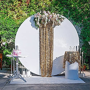 7.5ft White Round Backdrop Cover Suitable for 7.5ft Circle Stand,Pure White Spandex Wrinkle Free Birthday Party Wedding Photography Circle Backdrop Cover Arch Background