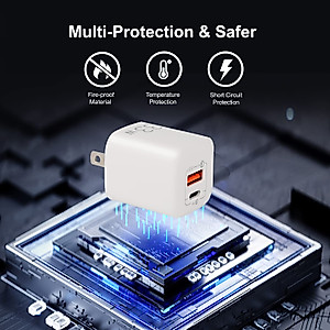 Konnek Stein USB C Fast Charger 33W, Type C Charger Block, Dual Port PD 3.0 Fast Charger Compatible with iPhone 13/13 Mini/13 Pro Max/12/11 Pro Max/XS, iPad Mini/Pro,White,TF2002