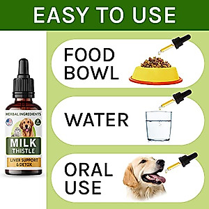 Milk Thistle for Dogs and Cats - Liver Support Supplement - Canine Hepatic Care - Cat & Dog Liver Cleanse - Liquid Milk Thistle Drops for Pets - Liver Protection & Defence - Made in USA - 2 fl oz