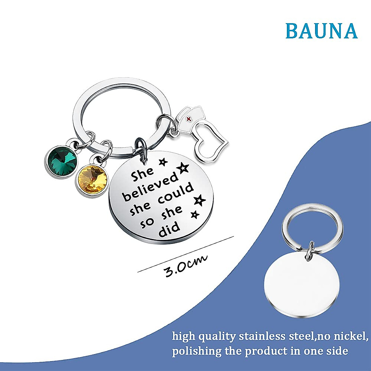 BAUNA Chi Eta Phi Keychain Chi Eta Phi Registered Nurse Jewelry Inspirational Student Nurses Keychain (Chi Eta Phi Keychain)