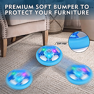 Kroyedfuw Hover Soccer Ball Set with 2 Goals, Rechargeable Indoor Air Floating Soccer Ball with LED Light and Foam Bumper, Perfect Birthday Xmas Gifts for Age 3 4 5 6 7 8-12 Year Old Kids Boys Girls