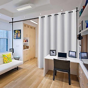 Freestanding Room Divider Curtain Rod - No Drilling Partition Room Dividers Wall,28-72inch(W) 4-10ft(H),Portable Tension Rod Curtain Stand for Studio Apartment Room Separation -Room Separator Black