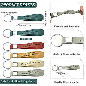 Roowest 50 Pcs Inspirational Gift for Women Silicone Keychain Employee Appreciation Gift Bulk Teacher Coworker(Elegant Color)