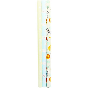 Sparkle and Bash Baby Shower Wrapping Paper, Double-Sided with Cut Lines, 30 In x 16 Ft (3 Rolls)