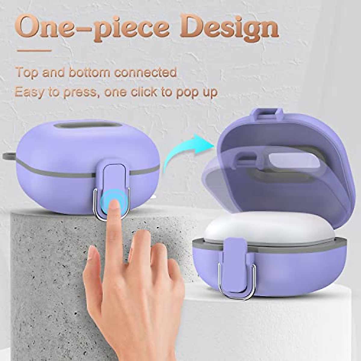 QIUDAOY 3in1 with Lock for Samsung Galaxy Buds Pro 2 Case/Galaxy Buds Pro Case/Galaxy Buds 2 Case/Galaxy Buds Live Case,One-piece Hard Shell Protective Cover with Lanyard/Keychain Accessories (Purple)