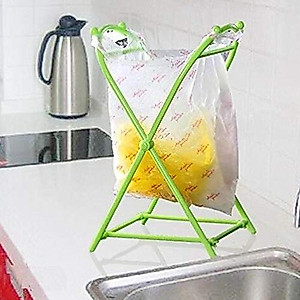 Luxshiny Desktop Stand 2pcs Garbage Bag Rack Plastic Frame Kitchen Garbage Bag Storage Rack Folding Garbage Shelf Bag Fixing Bracket Portable Hamper Stand for Bathroom Kitchen Green Hanger Hooks
