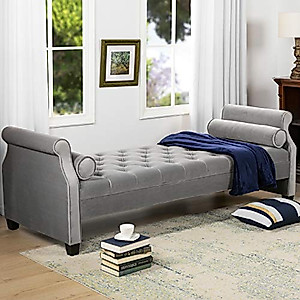 Jennifer Taylor Home Hilary Sofa Bed with Bolster Pillows, Opal Grey