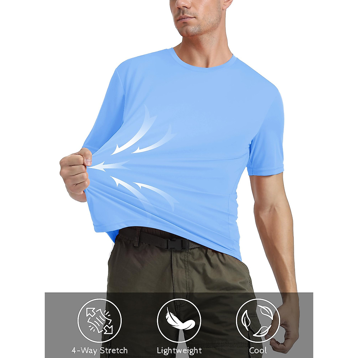 T-Shirts for Men Quick Dry Top Tee Rash Guards Running Shirt Dry Fit Lightweight Sun Shirts Gym Active T-Shirt Sky Blue