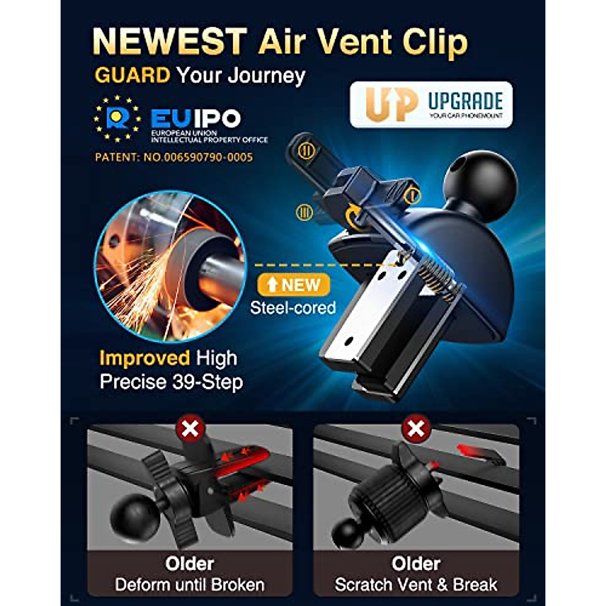 [Upgraded] VANMASS BEST Car Vent Phone Holder Mount Compatible for iPhone 14 13 Pro Max 12 11 X Xr Xs 8 7 Plus Mini Se Android Mobile Cell Smartphone Universal Vehicle Handsfree Easy Clamp Clip Cradle