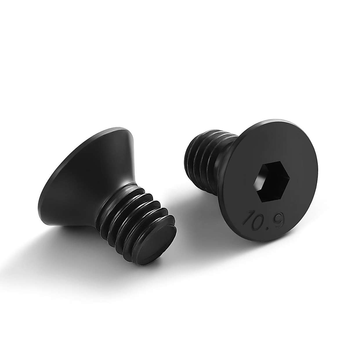 M5-0.8 x 10mm Flat Head Socket Cap Screws Countersunk Bolts, Class 10.9 Black Oxide Alloy Steel, DIN 7991, 100 PCS