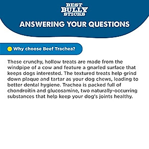 Best Bully Sticks Premium 3 Inch Beef Trachea Dog Chews (50 Pack) - All-Natural, Grain-Free, 100% Beef, Single-Ingredient Dog Treat Chew - Promotes Dental Health