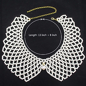 Trimscraft Collar Necklace Simulated Pearl Beads Bib Statement Detachable False Collar for Women