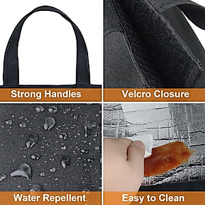 Lunch Bag for Women Men, Insulated Lunch Bag, Large Adult Lunch Box Tote Bag with Interior Pockets, School Lunch Box for Teens Kids, Reusable Portable Lunch Bag for Office, Work,School, Travel, Black