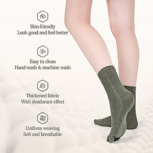 Ech.Apr 5-Pairs Toe Socks for Women,Cotton Athletic Running Women's Toe Socks 5 Fingers,Colored Cute Comfort