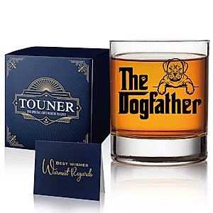 TOUNER Shar Pei Whiskey Glasses, The DogFather Whiskey Glass, Dog Lover Gifts For Him, Dog Dad Gifts For Men, Fathers Day Birthday Gifts from Dog Dad, Unique Gift For Dog Lovers