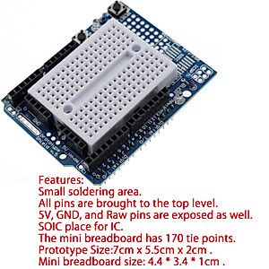 AIHJCNELE UNO R3 Proto Shield Prototype Expansion Board with Mini Breadboard Based SYB-170 ProtoShield Prototyping Expansion Module for UNO MEGA 328P ATMEGA328P Expanding Board with Cable Wire (1Kit)
