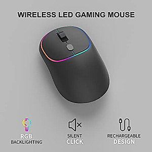 Wireless Gaming Keyboard and Mouse Combo, MageGee V550 2.4G Rechargeable RGB Backlit Keyboard with Clear Shell, Full Size Waterproof Keyboard & LED Mice for PC/Laptop - Gray & Black